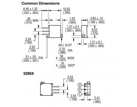 Bourns 3296X 5K 25 Turns Precision Trimmer Potentiometer Resistor